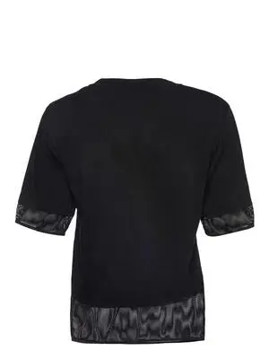 Kenzo Logo Print Mesh Trim T-shirt - Black