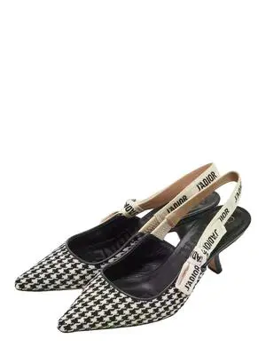 Dior J'adior Houndstooth Slingback Pumps - Black