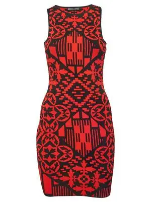 Alexander McQueen Jacquard Knit Mini Dress - Red