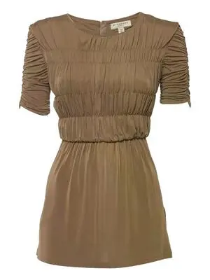 Burberry Smocked Jersey Top - Brown