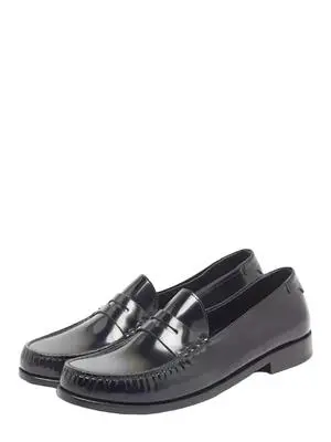 Saint Laurent Leather Penny Loafers - Black