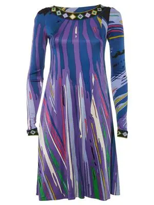 Emilio Pucci Printed Long-sleeve Mini Dress - Blue