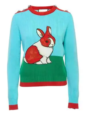 Gucci Rabbit Print Crewneck Sweatshirt - Blue
