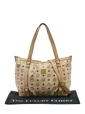 Mcm Visetos Monogram Tote Bag - Neutrals