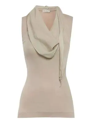 Brunello Cucinelli Rib-knit Cowl Neck Tank Top - Neutrals