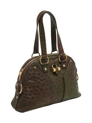 Saint Laurent Muse Ostrich-effect Handbag - Brown