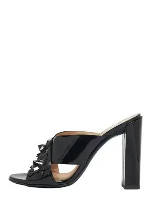 Fendi Patent Leather Flowerland Criss-cross Heeled Sandals - Black