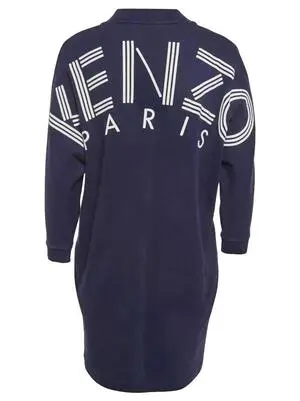 Kenzo V-neck Logo-print Mini Dress - Blue