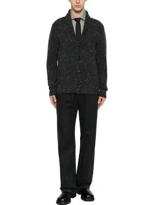 Eleventy Ribbed Knit Shawl Collar Cardigan - Grey
