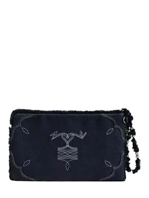Zadig&Voltaire Embroidered Frayed Travel Pouch - Blue