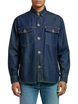 Versace Medusa Head Buttons Denim Shirt - Blue