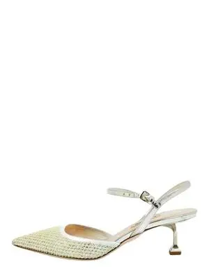 Miu Miu Glitter-finish Ankle-strap Pumps - Silver
