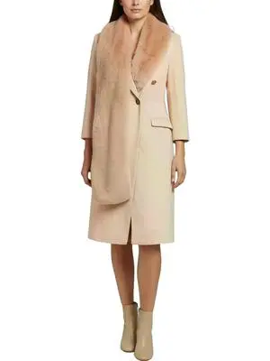 Elisabetta Franchi Faux Fur Collar Midi Dress - Neutrals