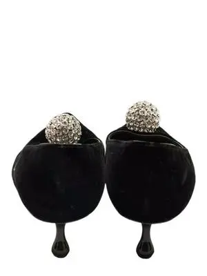JIMMY CHOO Velvet Crystal-embellished Orb Pointed-toe Pumps - Black