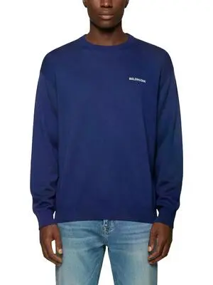 Balenciaga Political Campaign Logo Embroidered Sweater - Blue