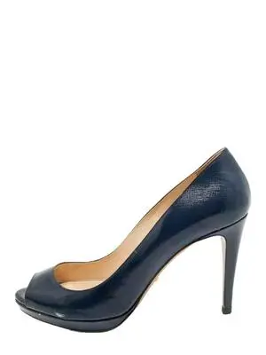 Prada Leather Peep-toe Stiletto Pumps - Blue