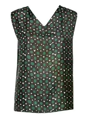 Max Mara Sleeveless Geometric Print Blouse - Grey
