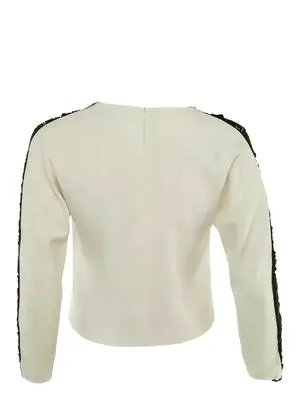 Sandro Cropped Blouse With Contrasting Sleeves - White