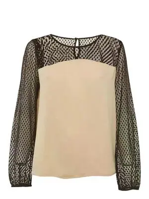 Diane Von Furstenberg Lace Panel Long Sleeve Blouse - Neutrals