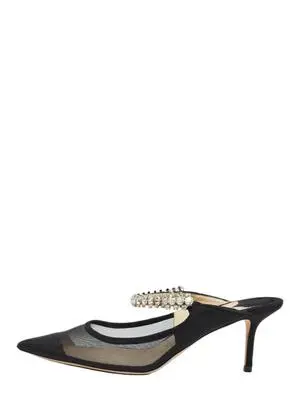 JIMMY CHOO Suede Crystal Embellished Heeled Pumps - Black