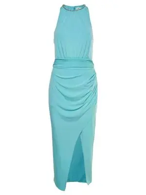 SELF-PORTRAIT Jersey Halter Midi Dress With Crystal Embellishments - Blue