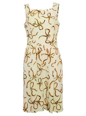 Moschino Bridal Bow Print Midi Dress - Neutrals