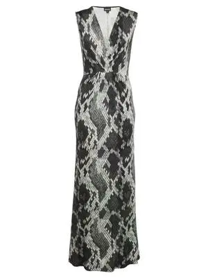 Just Cavalli Snake-effect Ruched Maxi Dress - Black