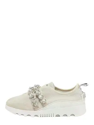 Miu Miu Crystal-embellished Slip-on Sneakers - Neutrals