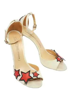 MARC JACOBS Marc By Marc Jacobs White Leather Star-Patch Ankle-Strap Sandals