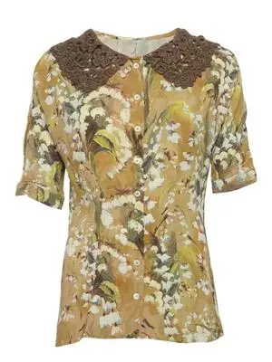 Dolce & Gabbana Floral Print Lace Collar Shirt - Neutrals