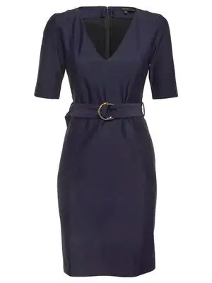 Gucci V-neck Belted Mini Dress - Blue