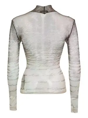 Balmain Love Letter-print Sheer Mesh Top - Neutrals