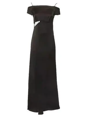 Givenchy Off-shoulder Maxi Dress With Spaghetti Straps And Side Cut-out - Black