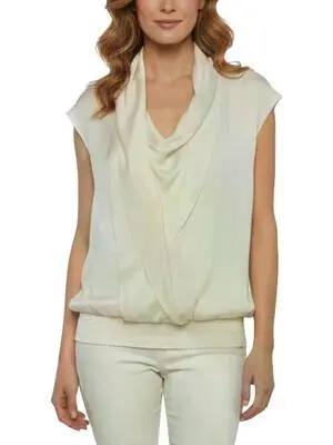 MAX MARA Max Mara Sleeveless Cowl Neck Silk Blouse With Ruffle Detail