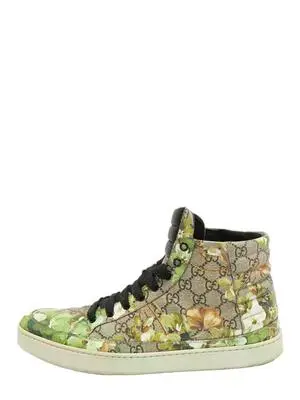 Gucci Gg-supreme Floral Print High-top Sneakers - Neutrals