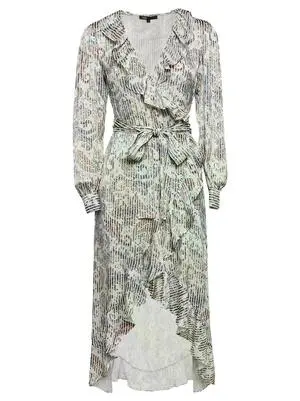 Maje Paisley Print Wrap Dress - Grey