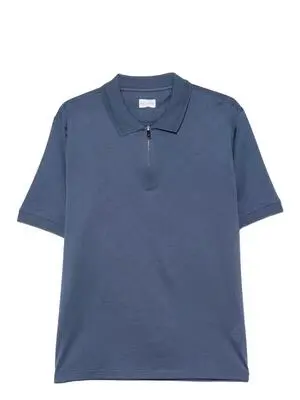 Pal Zileri Jacquard-logo Quarter-zip Polo Shirt - Blue