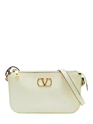 Valentino Garavani Vlogo Leather Shoulder Bag - Neutrals