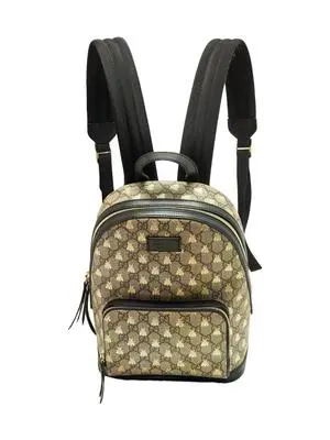 Gucci Gg Supreme Embroidered Bee Backpack - Neutrals