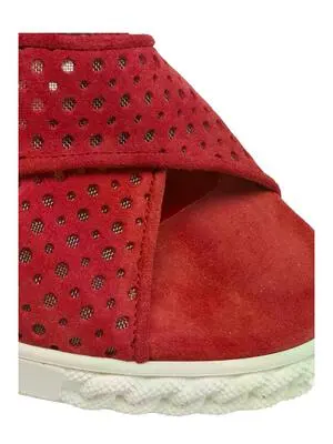Casadei Suede Wedge Sandals With Criss-cross Detail - Red