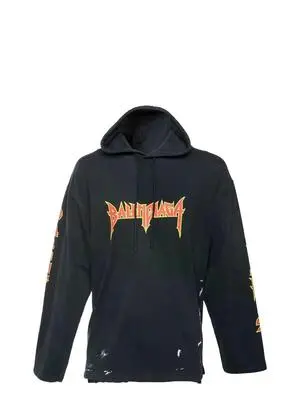 Balenciaga Unifit Distressed Logo Hoodie - Black