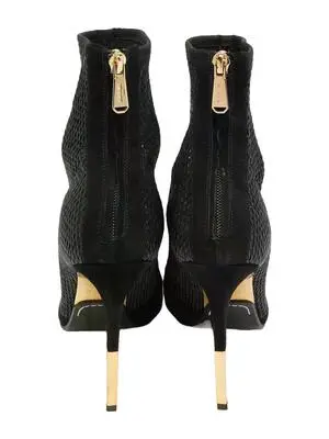 Balmain Suede Panelled Ankle Boots - Black