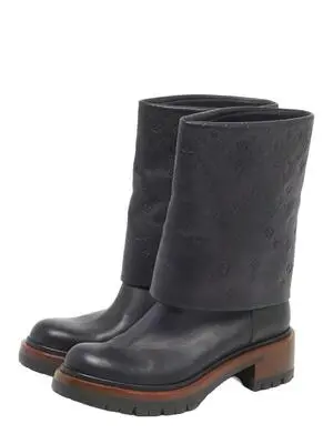 LOUIS VUITTON Monogram Leather Boots - Black