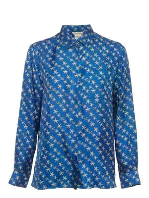 Max Mara Printed Silk Shirt - Blue