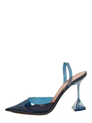 Amina Muaddi Holli Glass Slingback Pumps - Blue