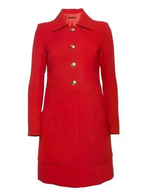 Gucci Wool Single-breasted Buttoned Coat - Red