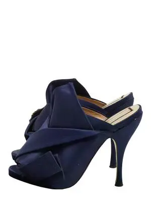 N°21 Satin Knot Crystal Embellished Mules - Blue
