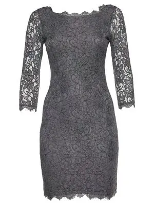 Diane Von Furstenberg Lace Zip-up Mini Dress - Grey