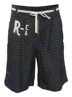 Emporio Armani Graphic Print Drawstring Waist Shorts - Blue