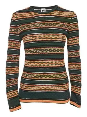 Missoni Patterned Knit Crew Neck Long Sleeve Top - Green